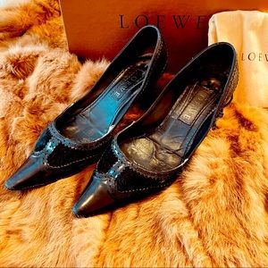 Loewe Shoes | Loewe Hot Pink Heels With Black Stitches | Poshmark